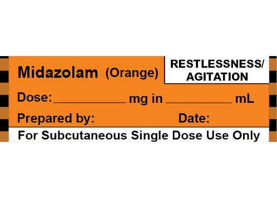Midazolam (Orange) Restlessness Agitation Syringe Label - Shop ...