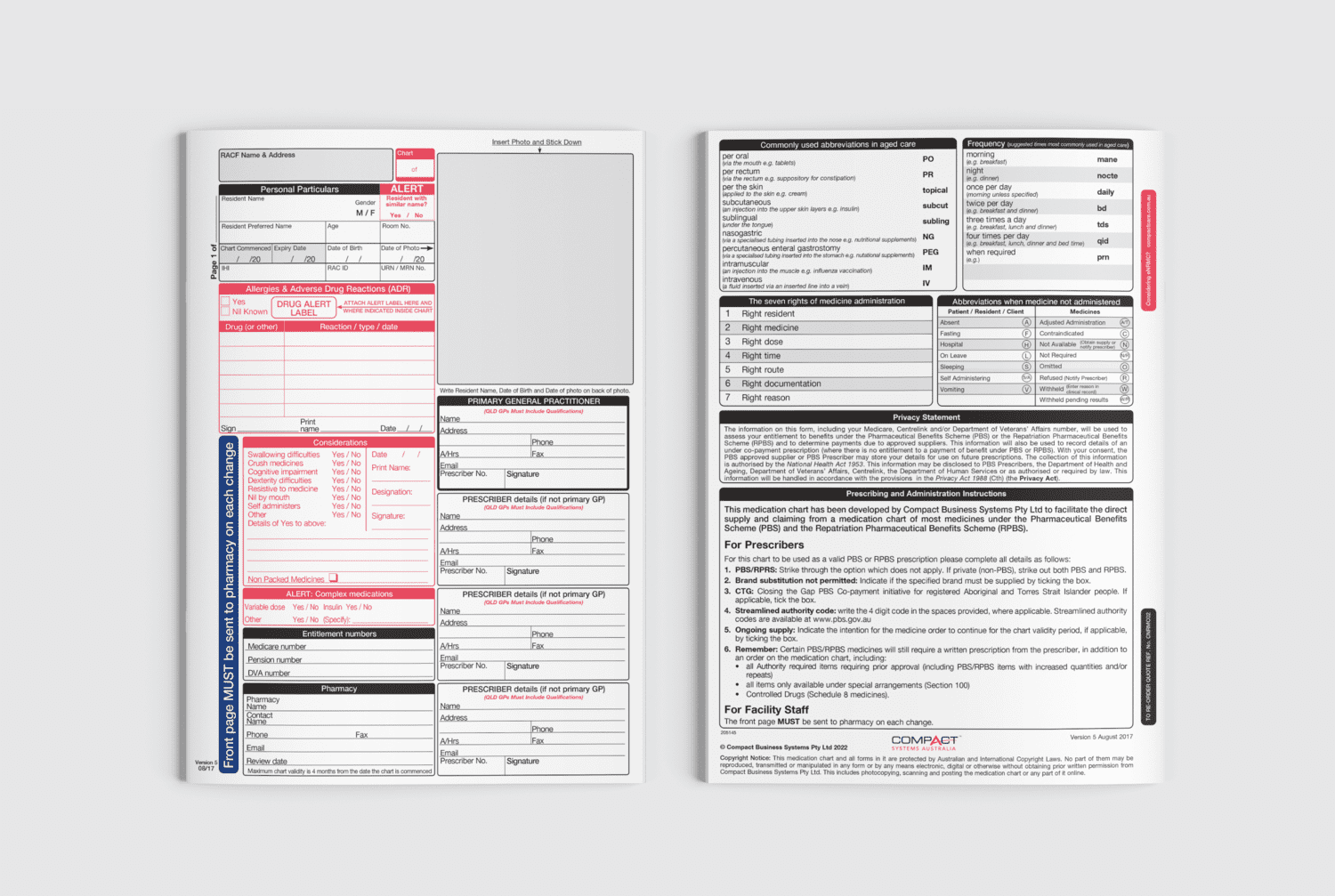 Compact PBS National Residential Medication Chart - Shop | Compact ...