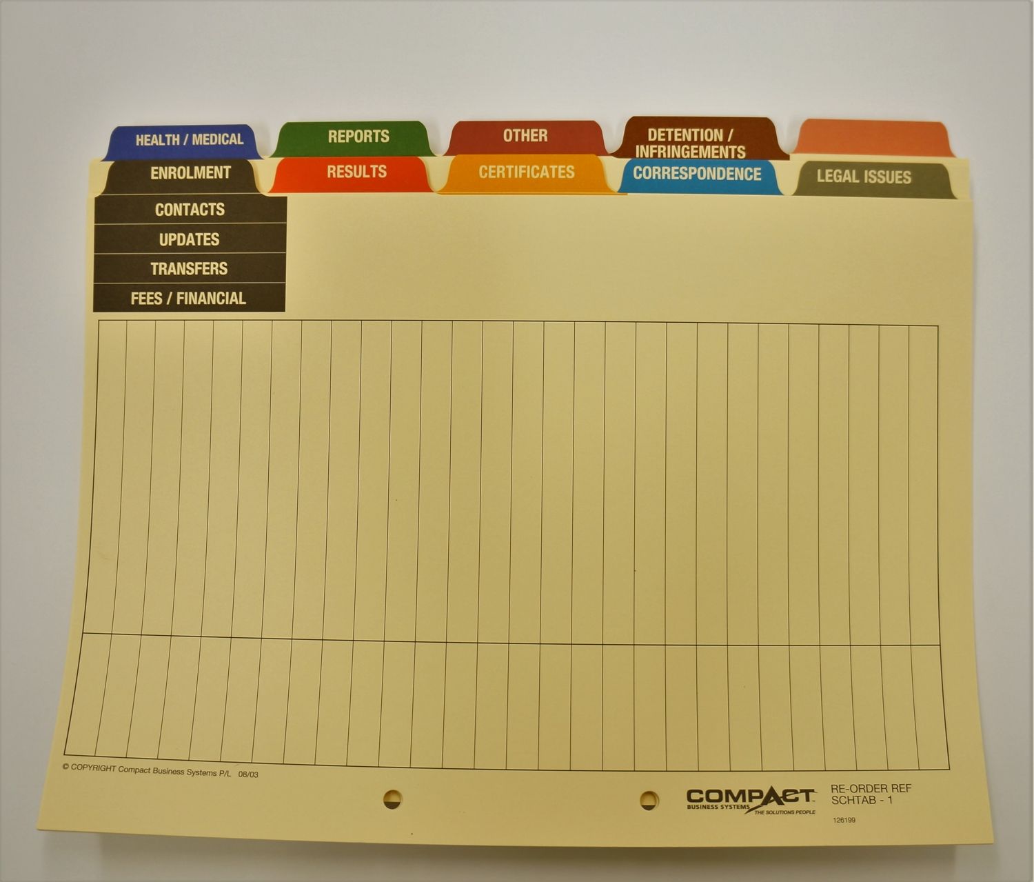 Student Record Tab Dividers - Shop | Compact Business Systems Australia