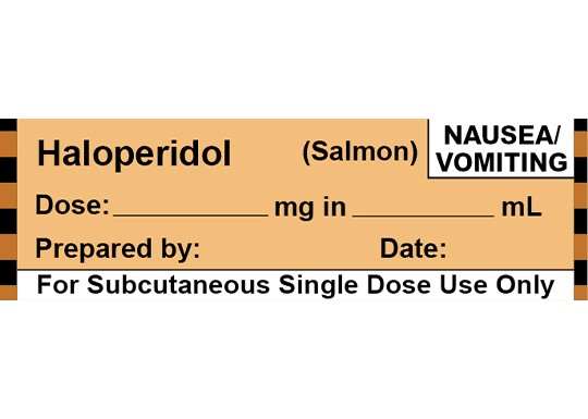 Haloperidol (Salmon) Nausea/Vomiting Syringe Label - Shop | Compact ...