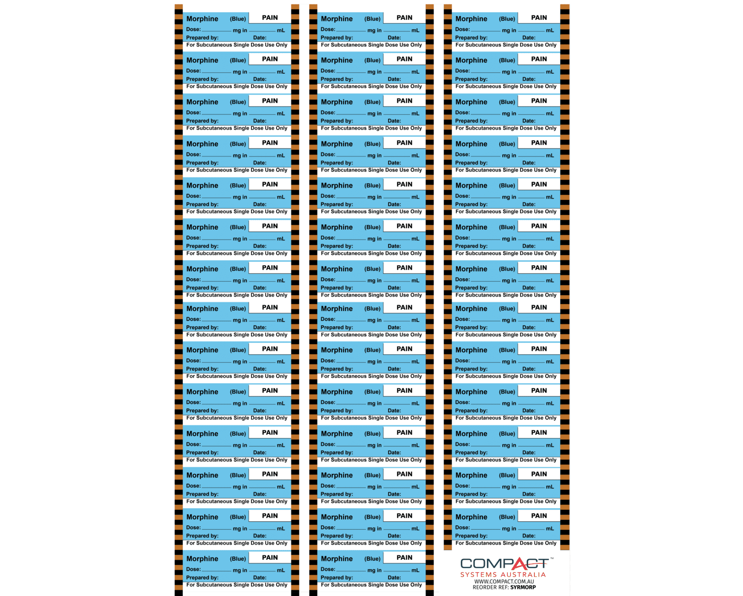 Morphine (Blue) Pain Syringe Label - Shop | Compact Business Systems ...