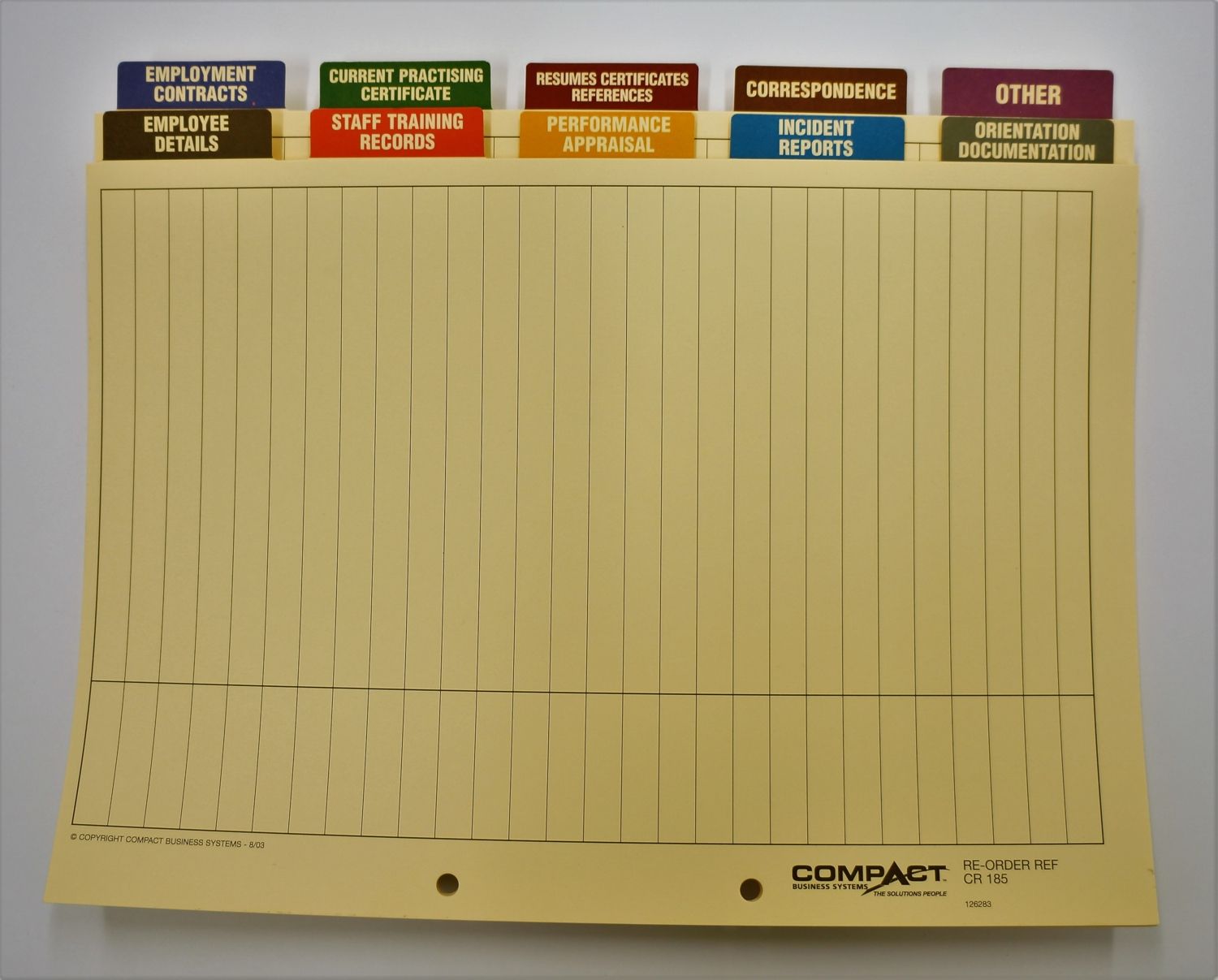 Staff/HR Tab Dividers - Business Solutions | Compact Business Systems ...