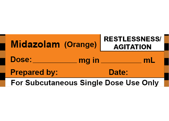 Midazolam (Orange) Restlessness Agitation Syringe Label - Shop ...