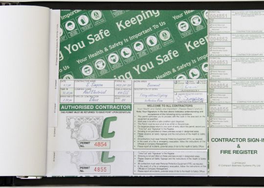 Contractor sign in books | Compact Business Systems Australia